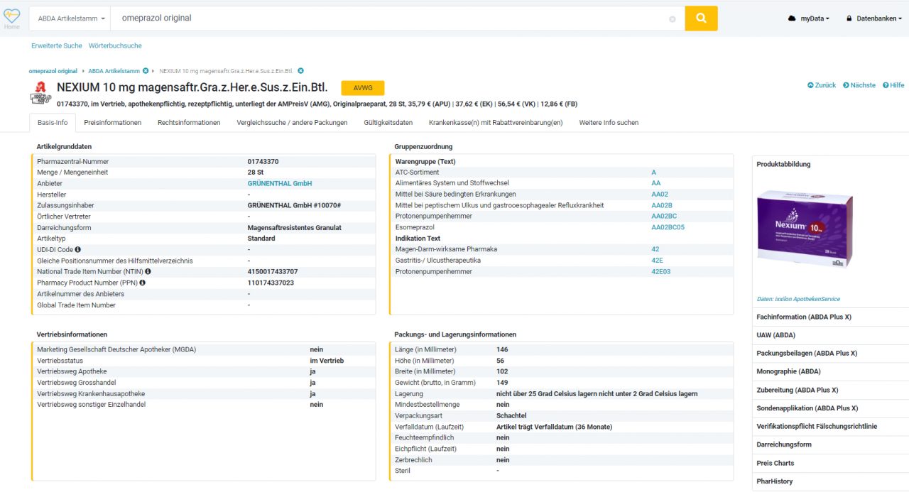 PZN Verzeichnis online – Pharmazentralnummern suchen & finden